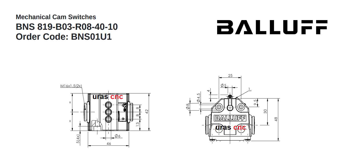 BALLUF LİMİT SWİTCH BNS 819-B03-R08-40-10, URAS CNC - ELAS ELEKTRONİK ...